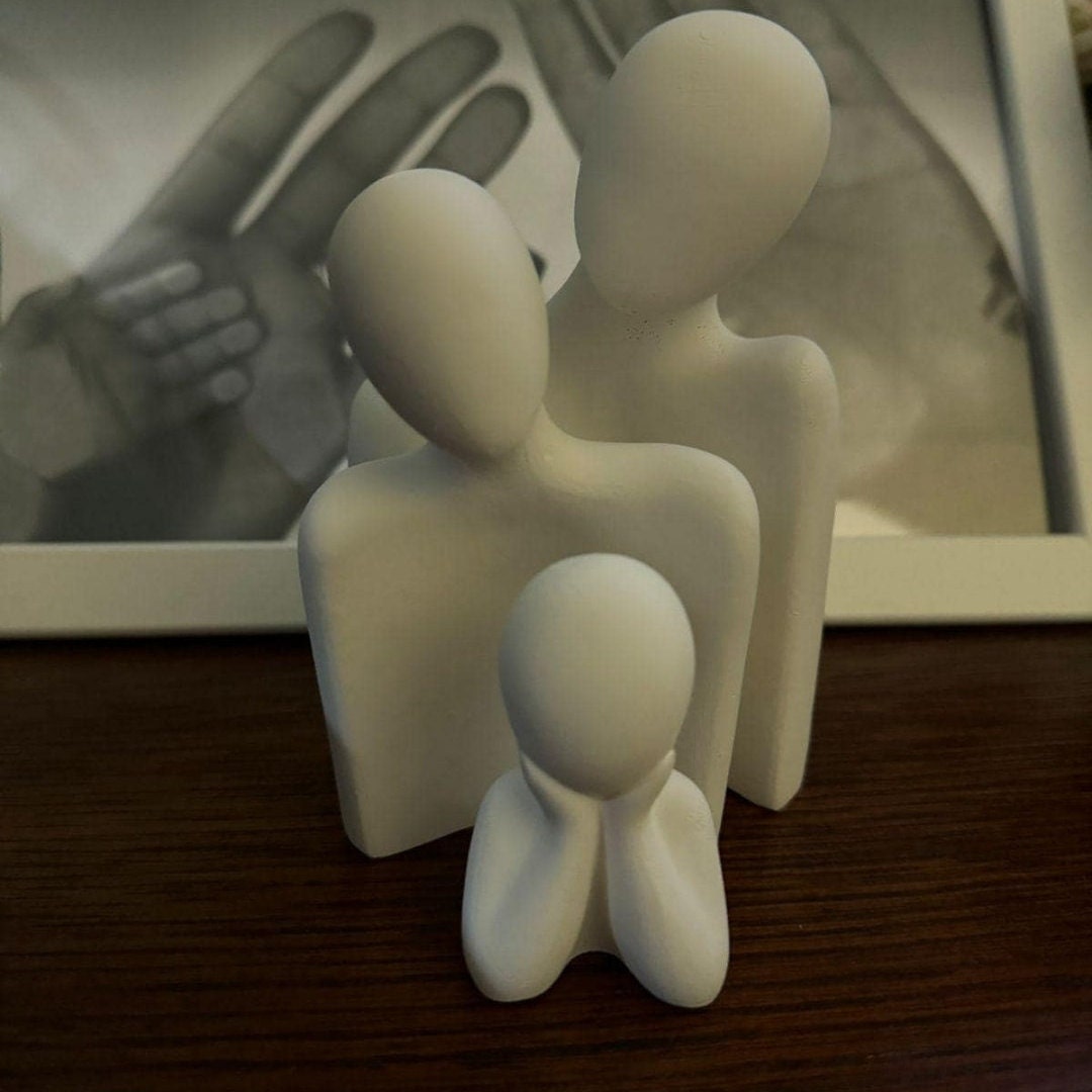Family Sculpture Sets: Parent and Children Hugging Figurines ...