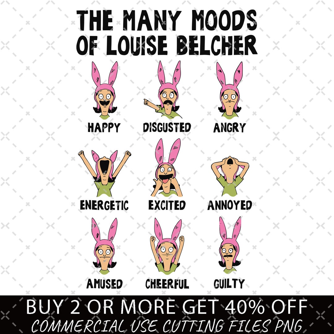 Bob's Burgers Many Moods of Louise Belcher Png Bob's - Etsy