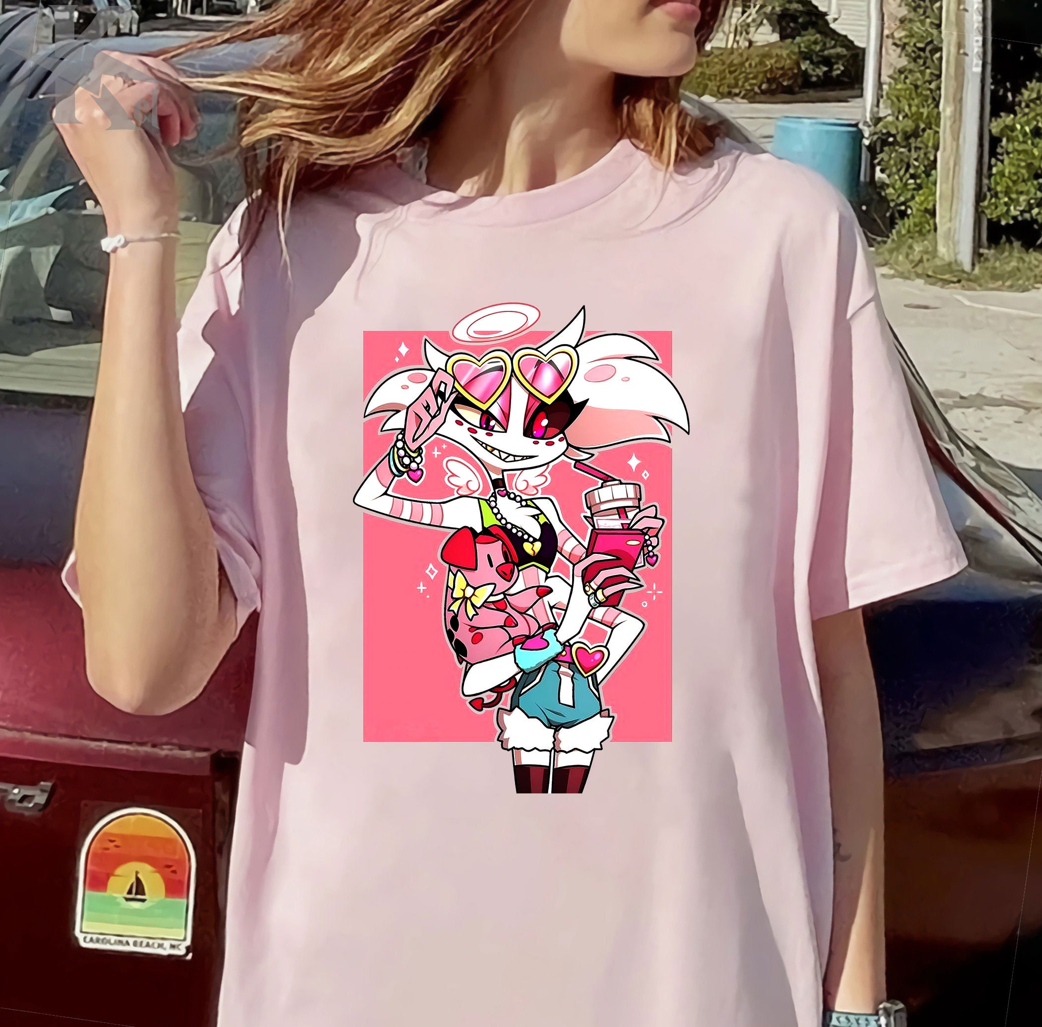 Hazbin Hotel Angel Dust Tropical Summer Color T-shirt, Hazbin Hotel Fat ...