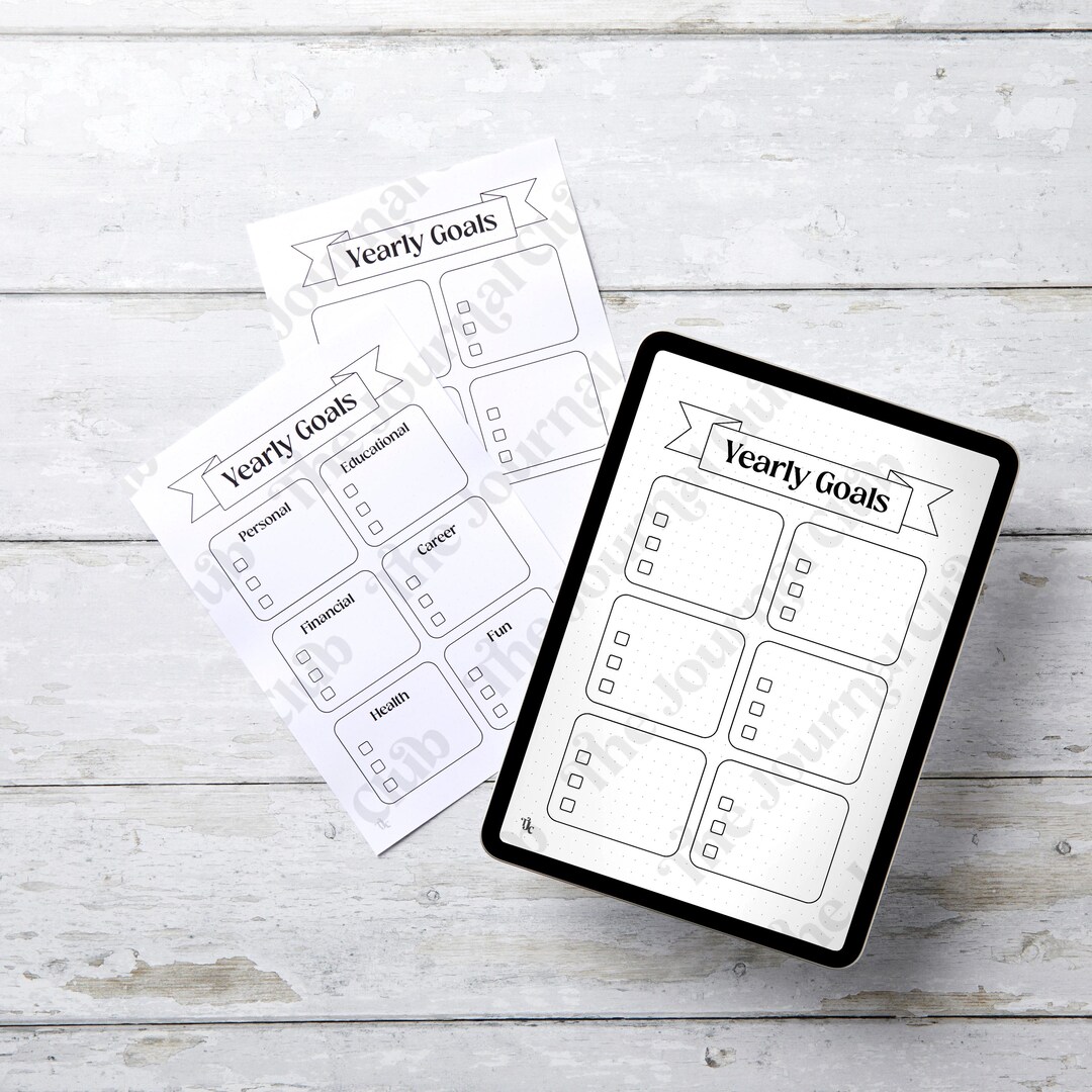 Yearly Goals - Printable Dotted Journal Pages - Etsy