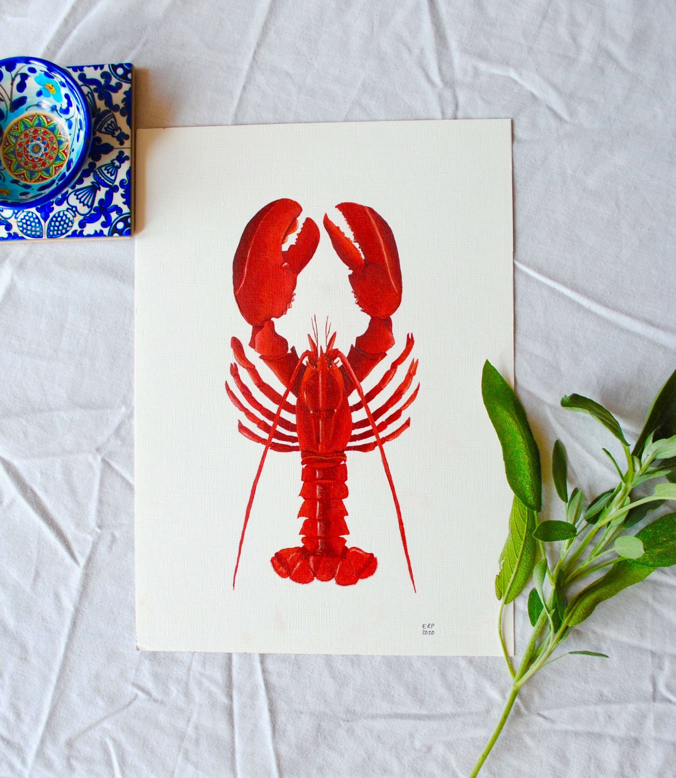 Lobster Oil Paint Print Lobster Painting Sea Creature Print - Etsy