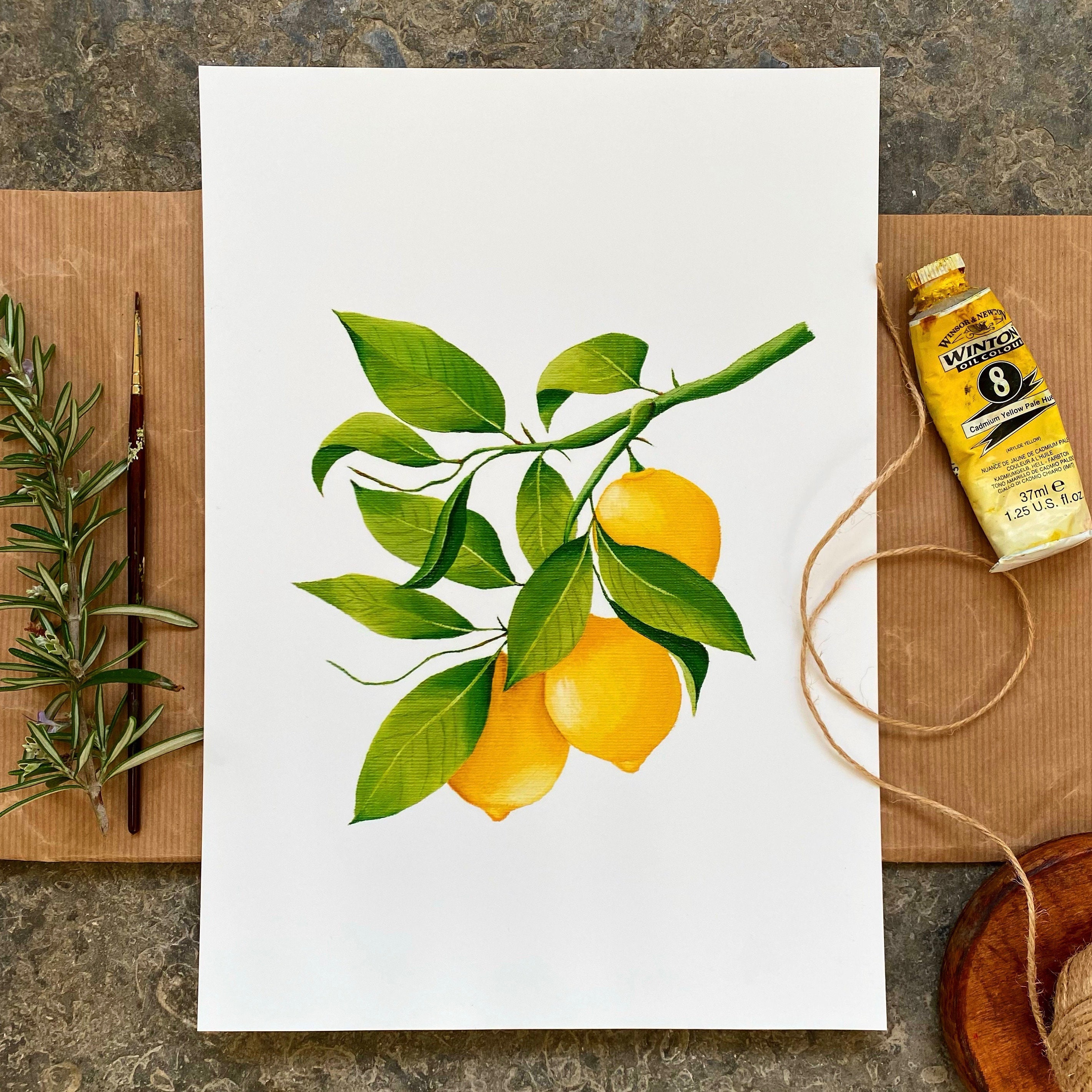 Zitronen Öl Farbe Druck Home Decor Design Zitronen Kunst | Etsy
