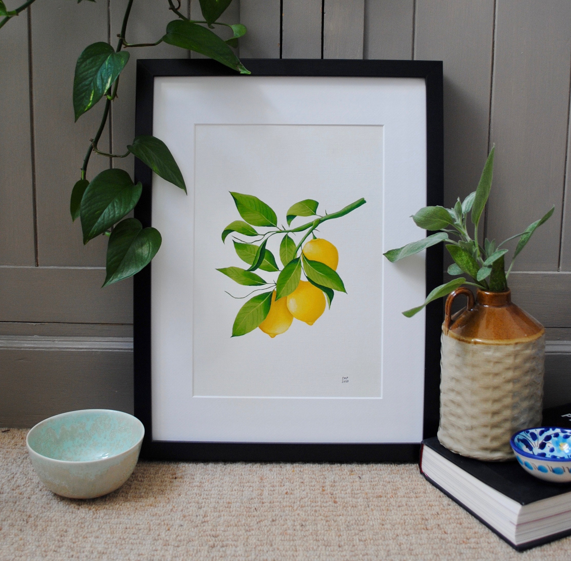 Zitronen Öl Farbe Druck Home Decor Design Zitronen Kunst - Etsy.de