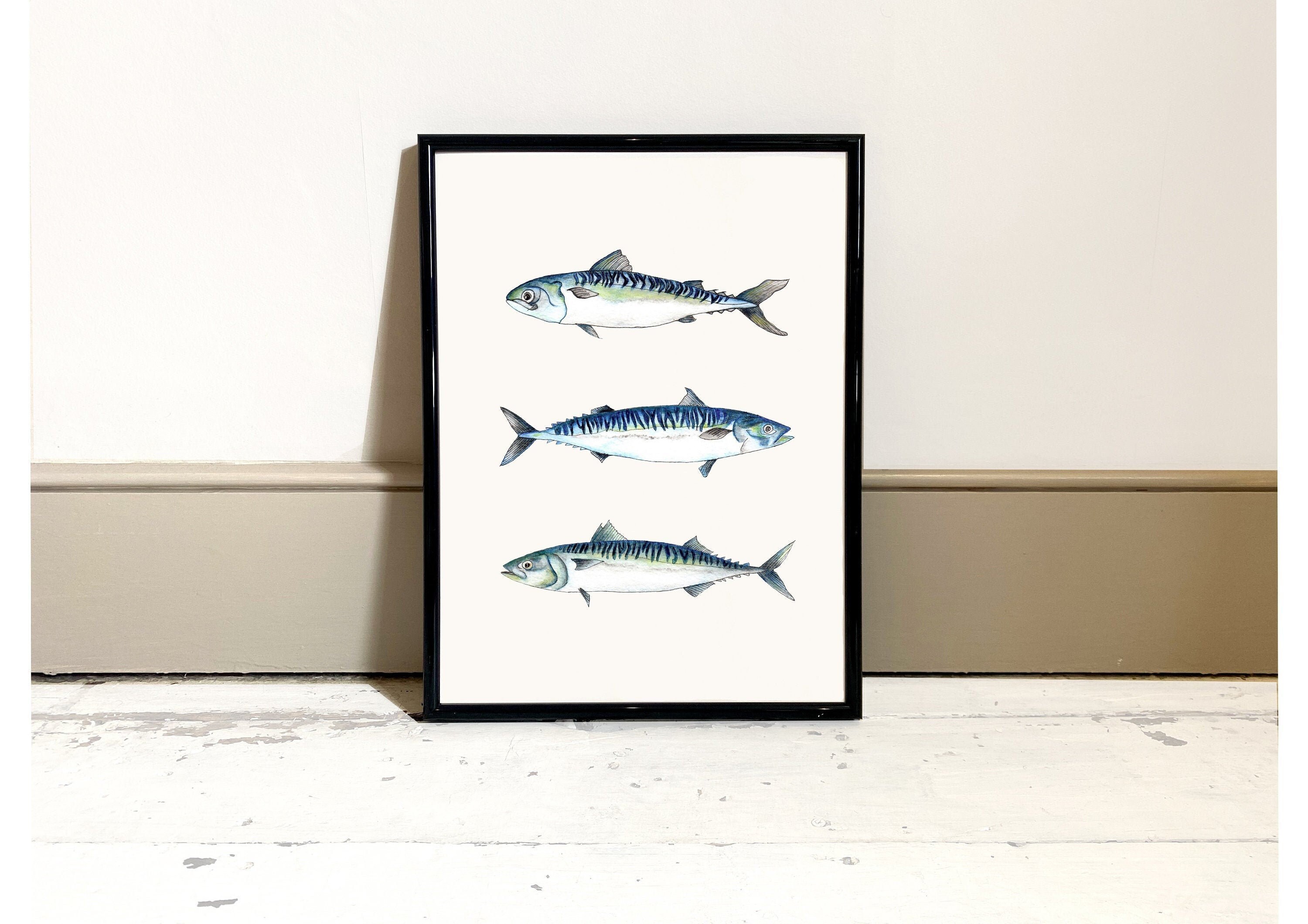 Mackerel Fish Watercolour Print Fish Painting Kitchen Art - Etsy UK