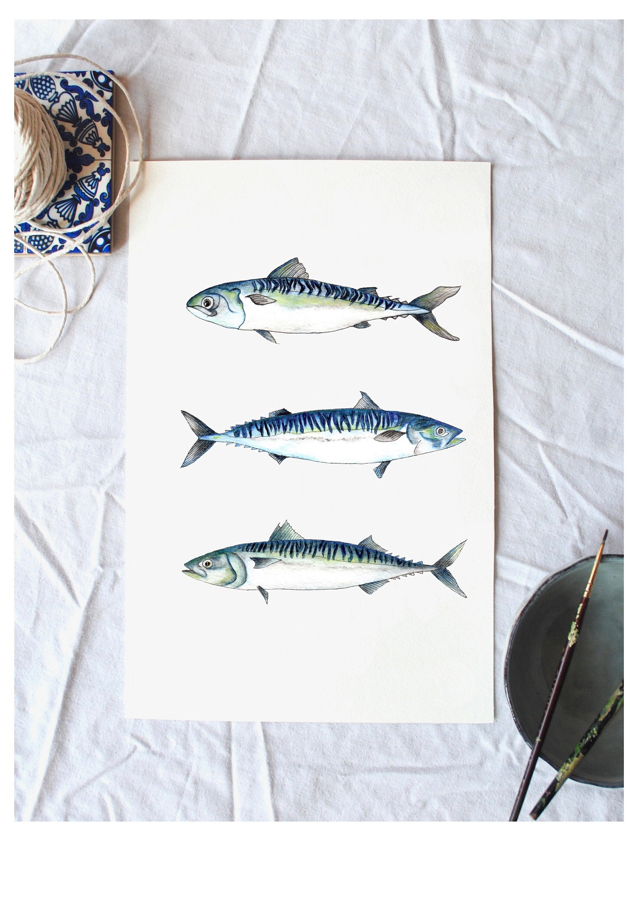 Mackerel Fish Watercolour Print Fish Painting Kitchen Art - Etsy UK