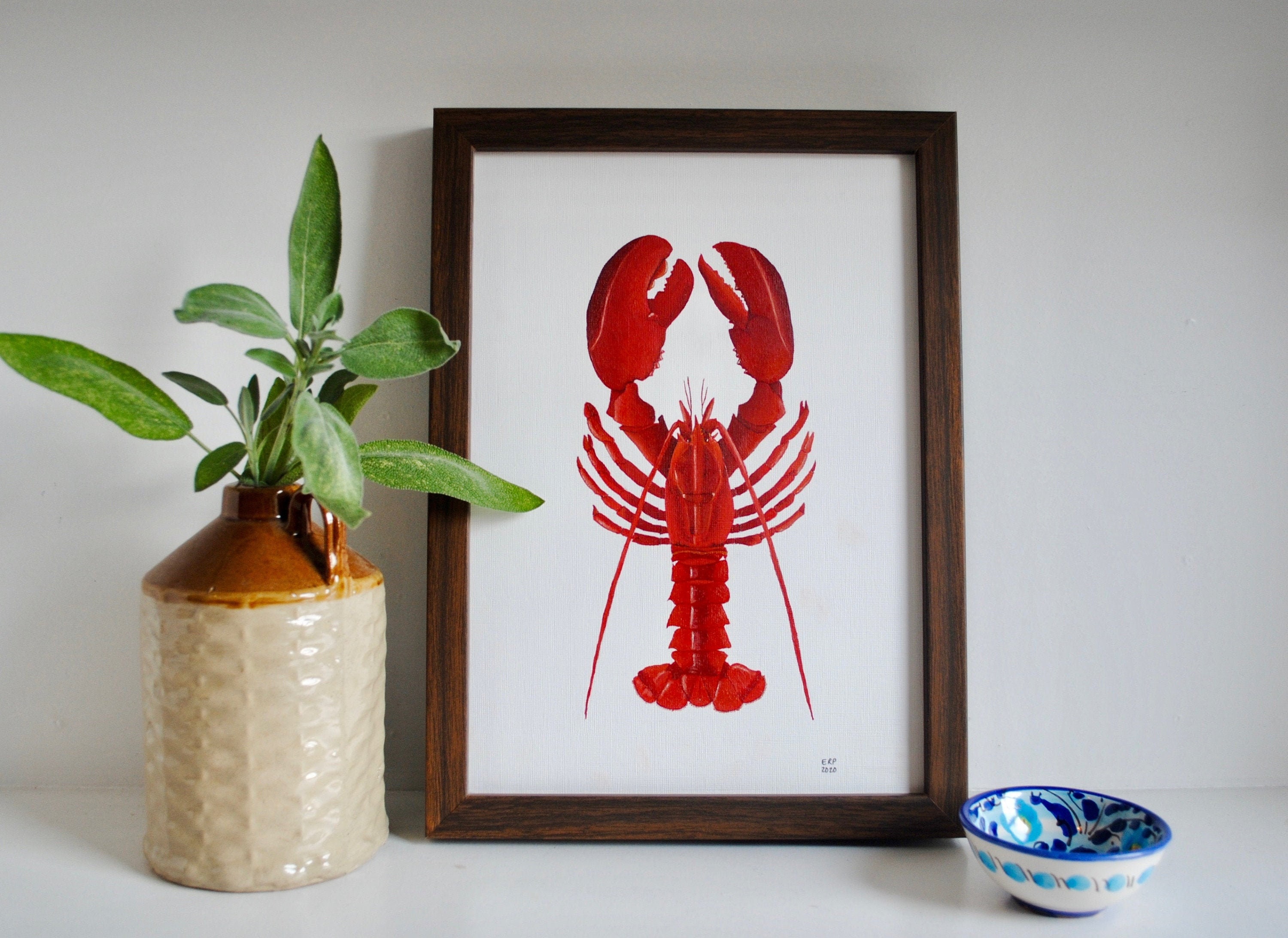 Lobster Oil Paint Print Lobster Painting Sea Creature Print - Etsy