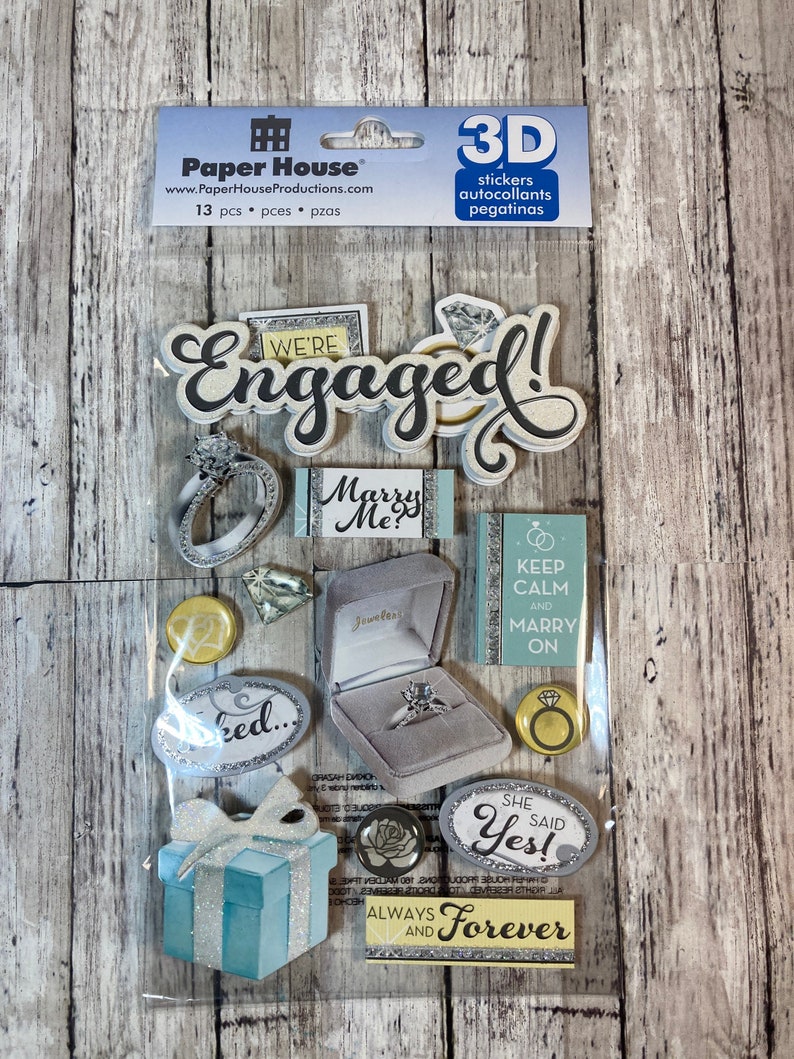 Paper House Production Engaged 3D Stickers - Etsy