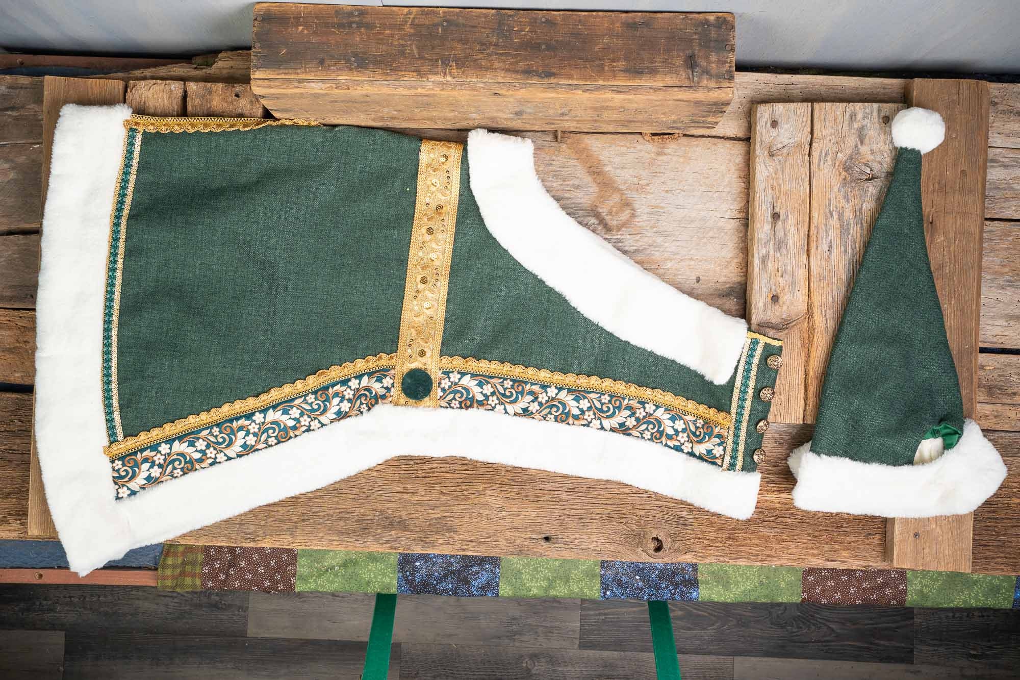 Evergreen and Grand - Santa Costume With Hat and Velvet Embroidered ...