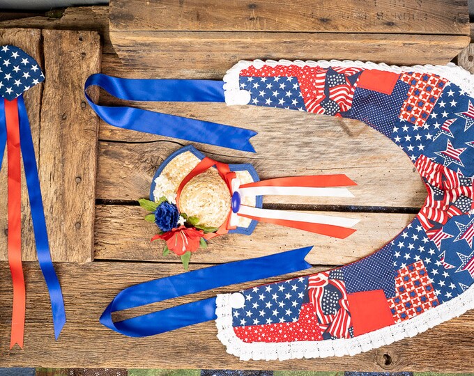 L'il Lady Liberty July 4th Costume With Straw Hat, Quilted Patriotic ...