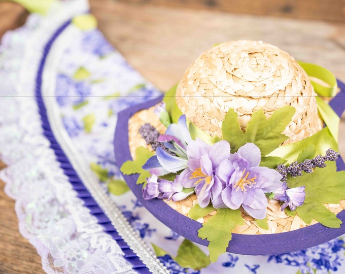 Lovely in Lilac - Straw Hat, Shawl and Tail Fascinator for Miniature ...