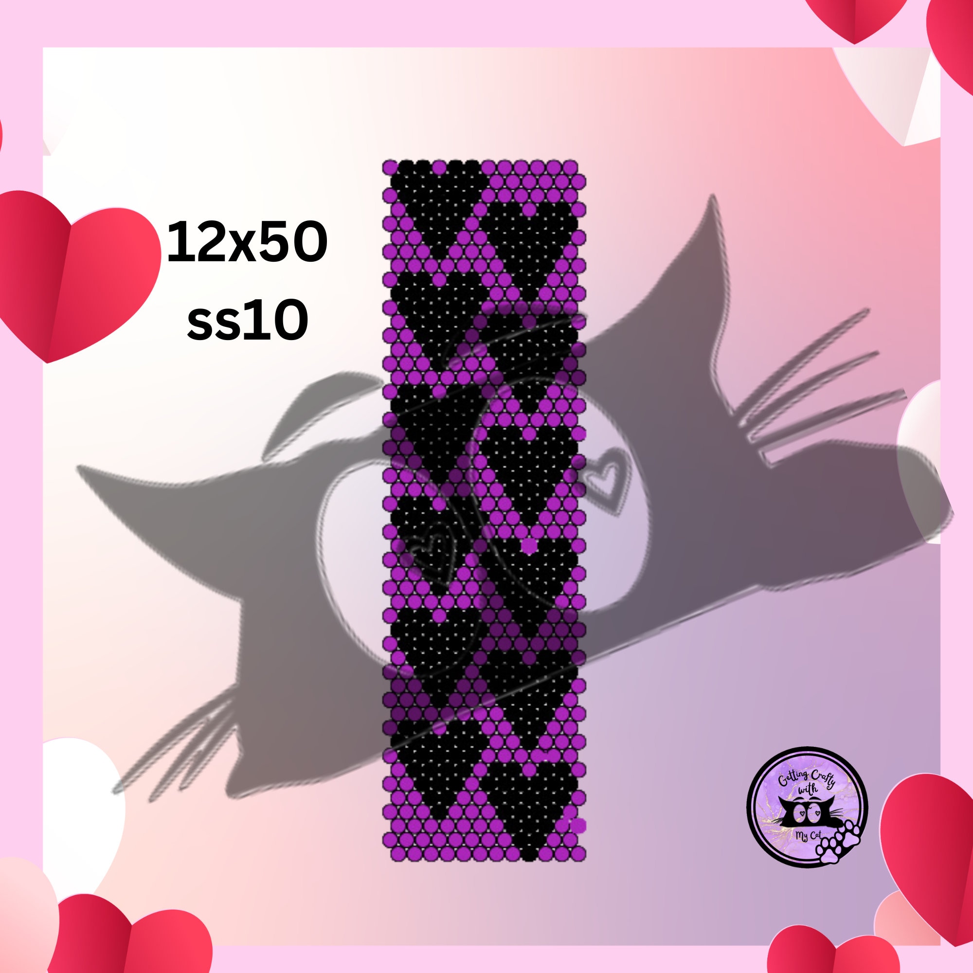 Hearts, Rhinestone Pen Template for Ss10/3mm, Pen Template, Purple ...