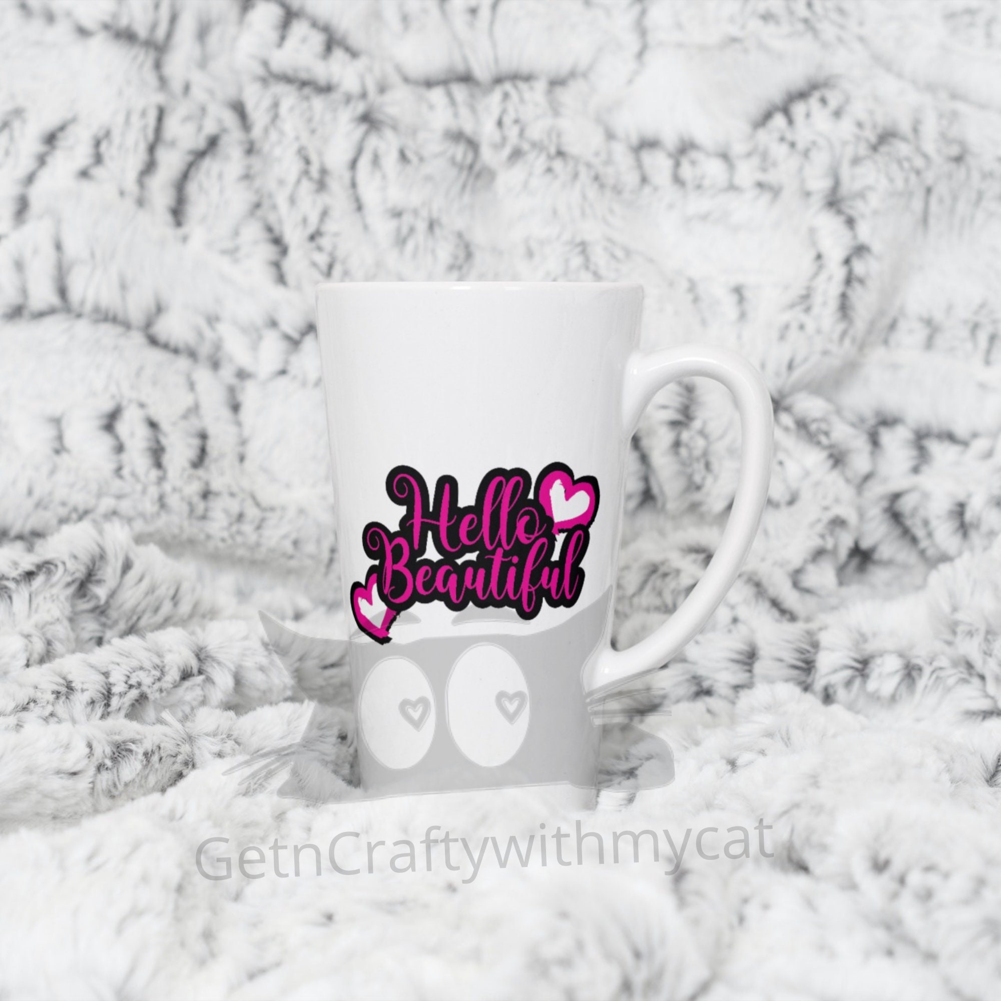 Hello Beautiful, SVG Cut File, Digital Download, Pink Heart, Black ...