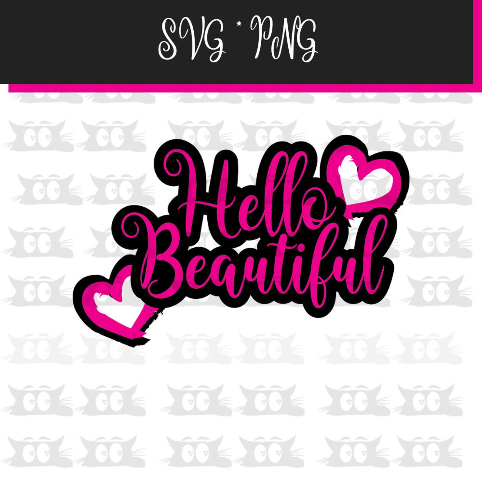 Hello Beautiful SVG Cut File Digital Download Pink Heart - Etsy