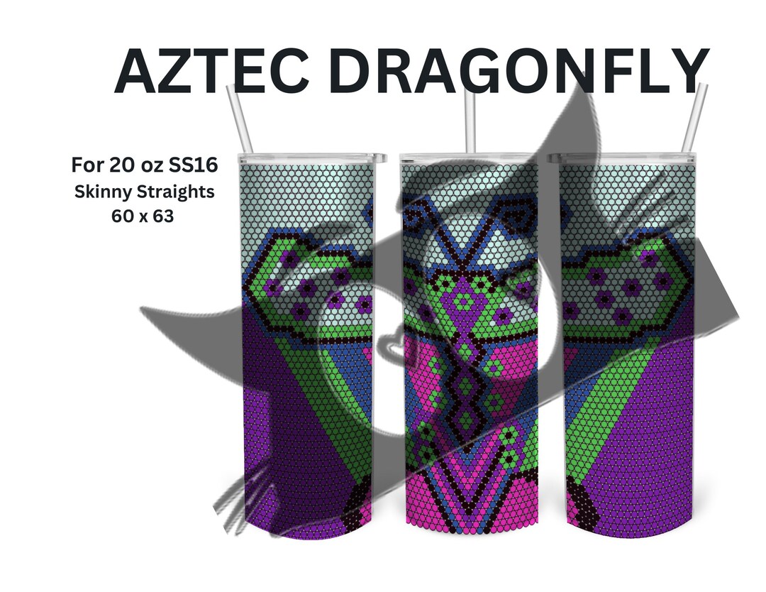 Aztec Dragonfly Rhinestone Template for 20 Oz Skinny Straight Bling Cup ...