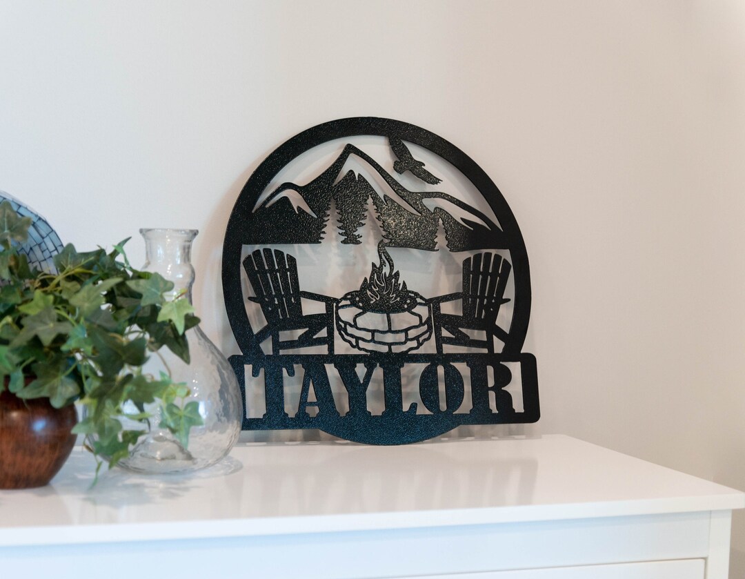 Custom Campfire Name Signs, Campfire Signs Outdoor Metal, Personalized ...