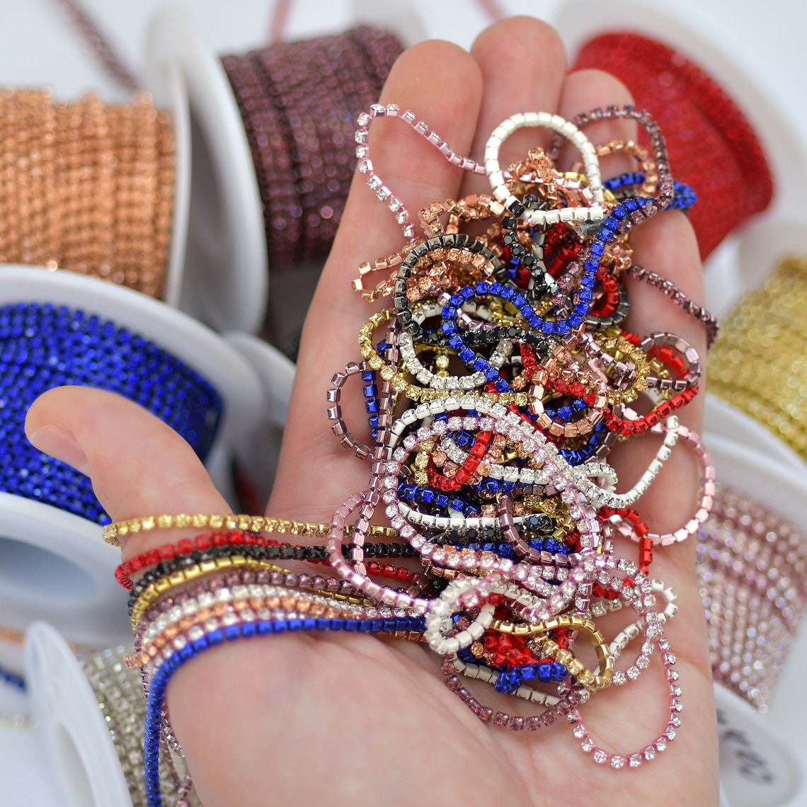 SS6 Colorful Rhinestone Chain Rhinestone Trim for Wedding | Etsy