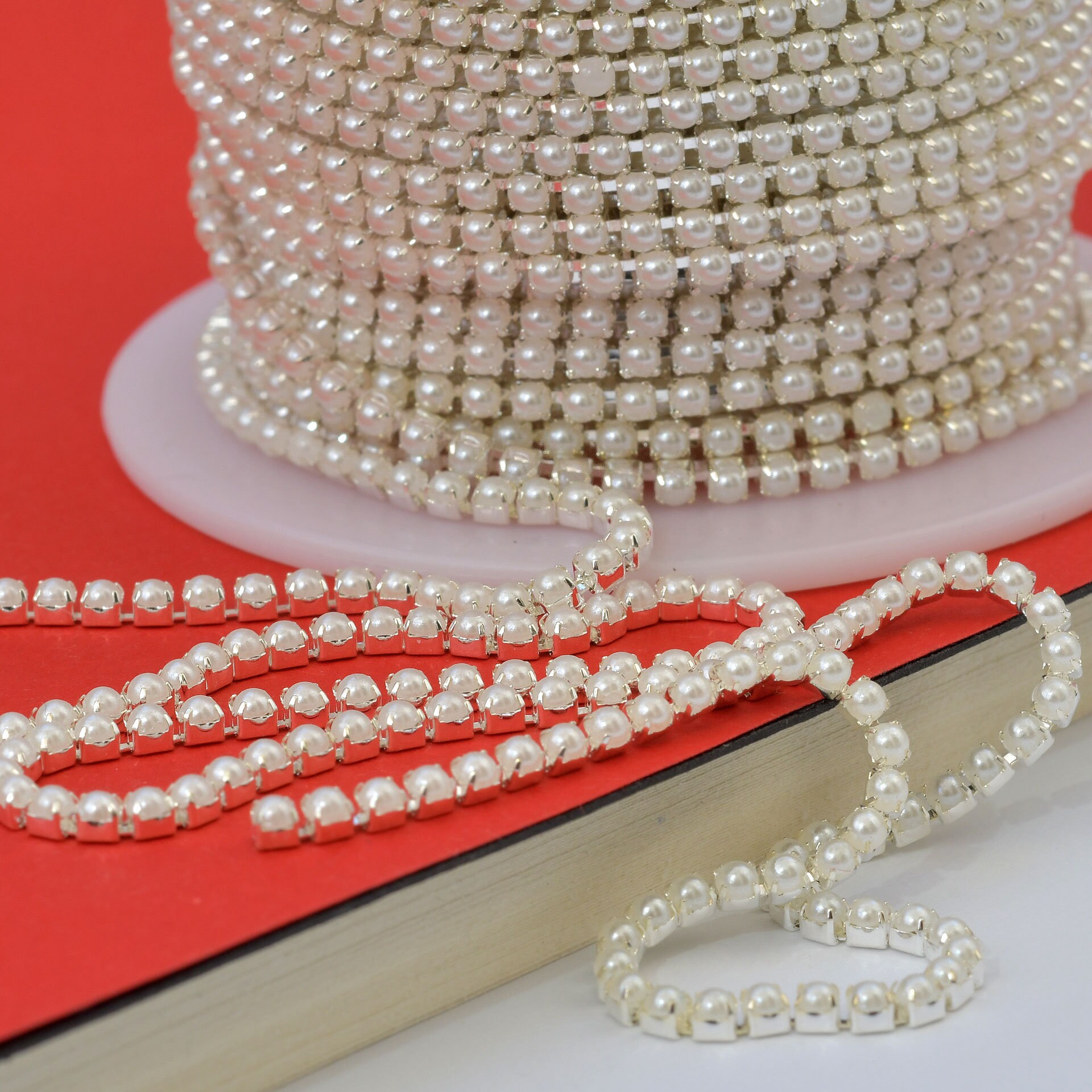 Pearl Rhinestone Chain SS6, Sparse 2mm Crystal Trim for Wedding ...