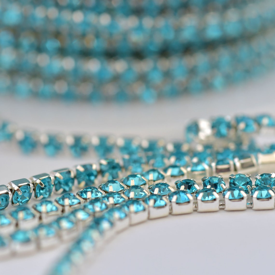 Silver 22 Mm Rhinestone Chain by Yard, Multicolor SS6 Silver Rhinestone ...