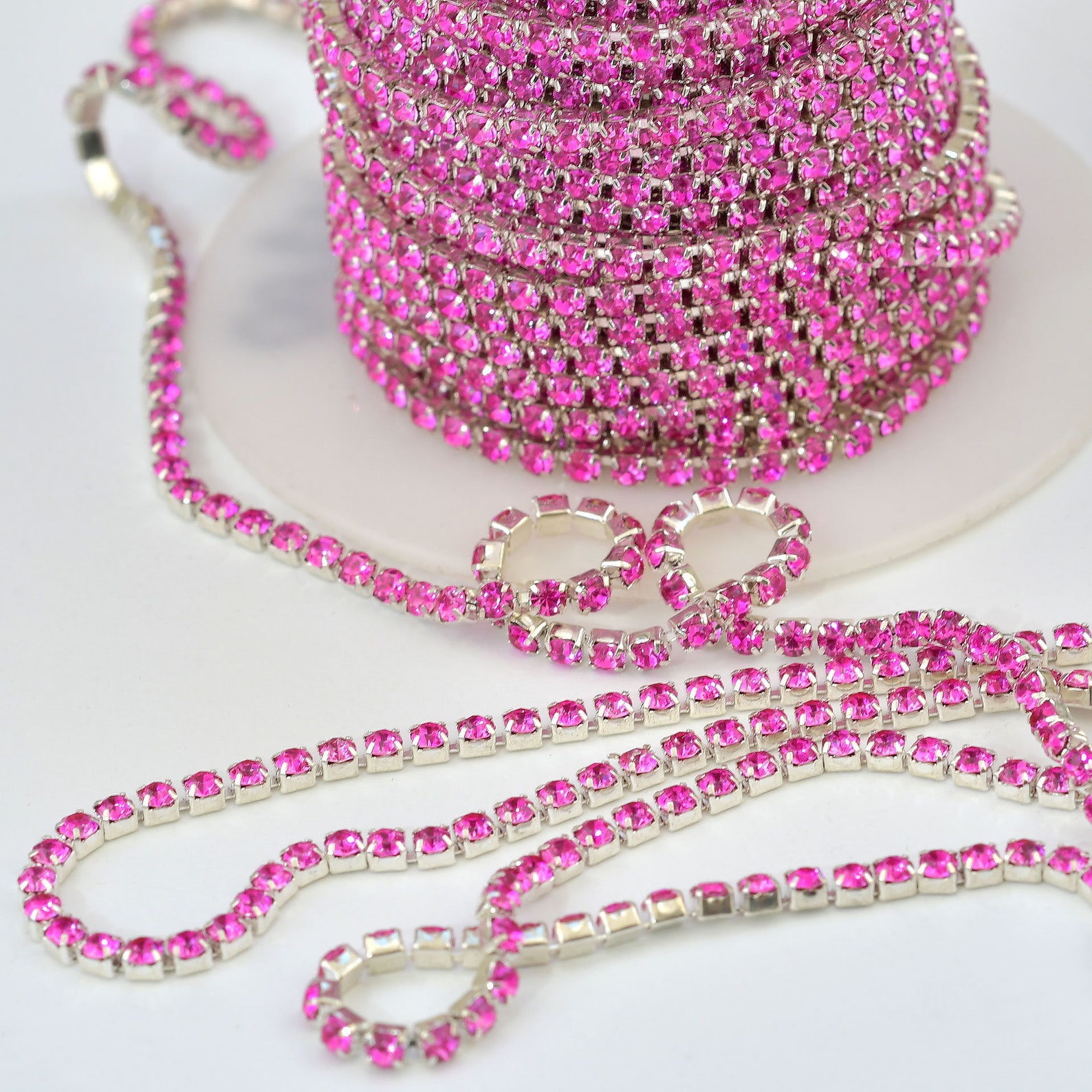 Silver 2*2 Mm Rhinestone Chain by Yard, Multicolor SS6 Silver ...