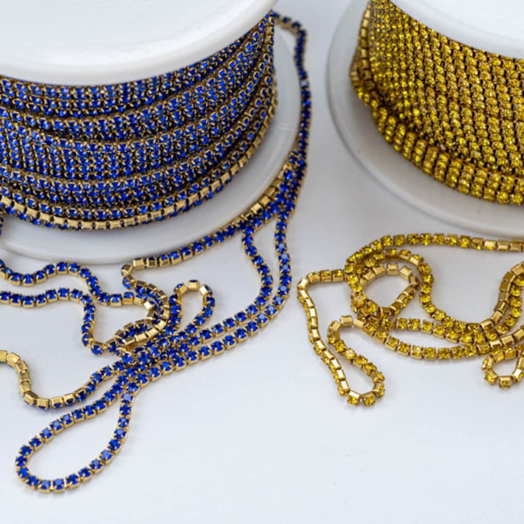 Micro Chain SS4 1/2 Yard Close Rhinestone Chain 1.5mm Close Cup Trim ...