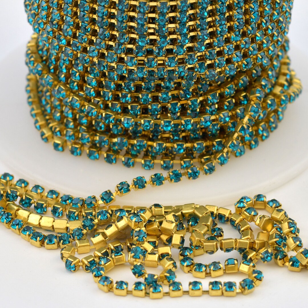 Gold Crystal Trim With Rhinestones 2*2, SS6 Cup Rhinestone Chain, Craft ...