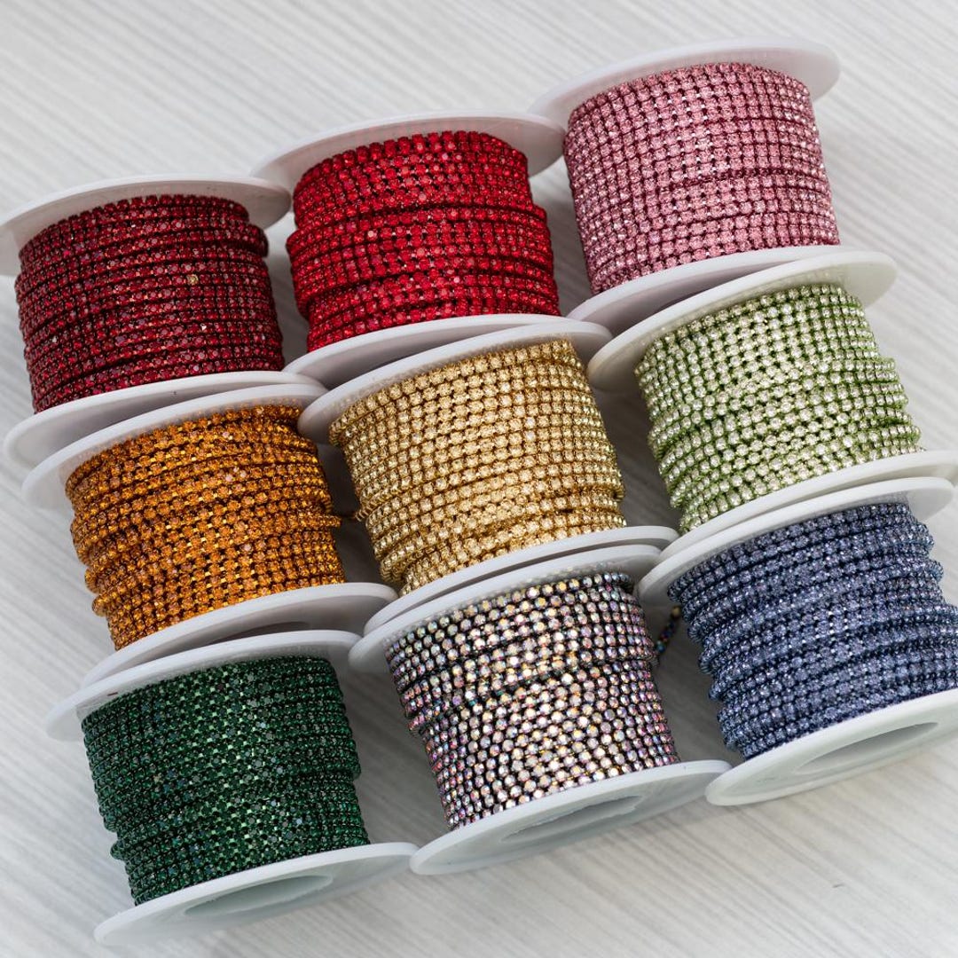 Micro Chain SS4 1/2 Yard Close Rhinestone Chain 1.5mm Close Cup Trim ...