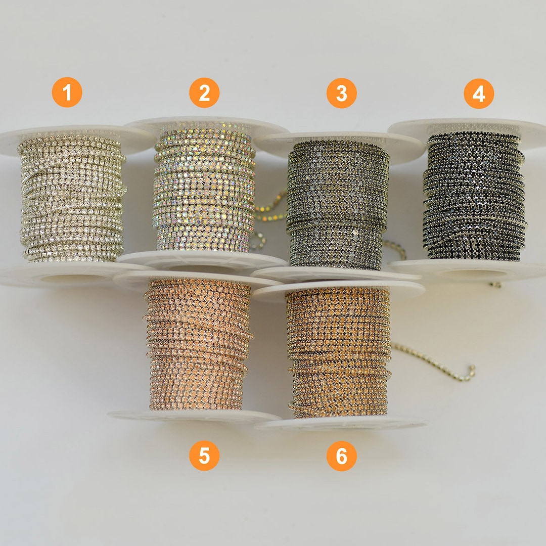 Sparse Rhinestone Chain by Yard, Silver Base 1.5*1.5 Mm, Multicolor SS4 ...