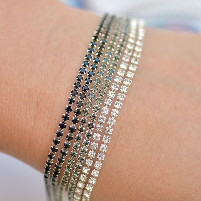 Silver 2*2 Mm Rhinestone Chain by Yard, Multicolor SS6 Silver ...