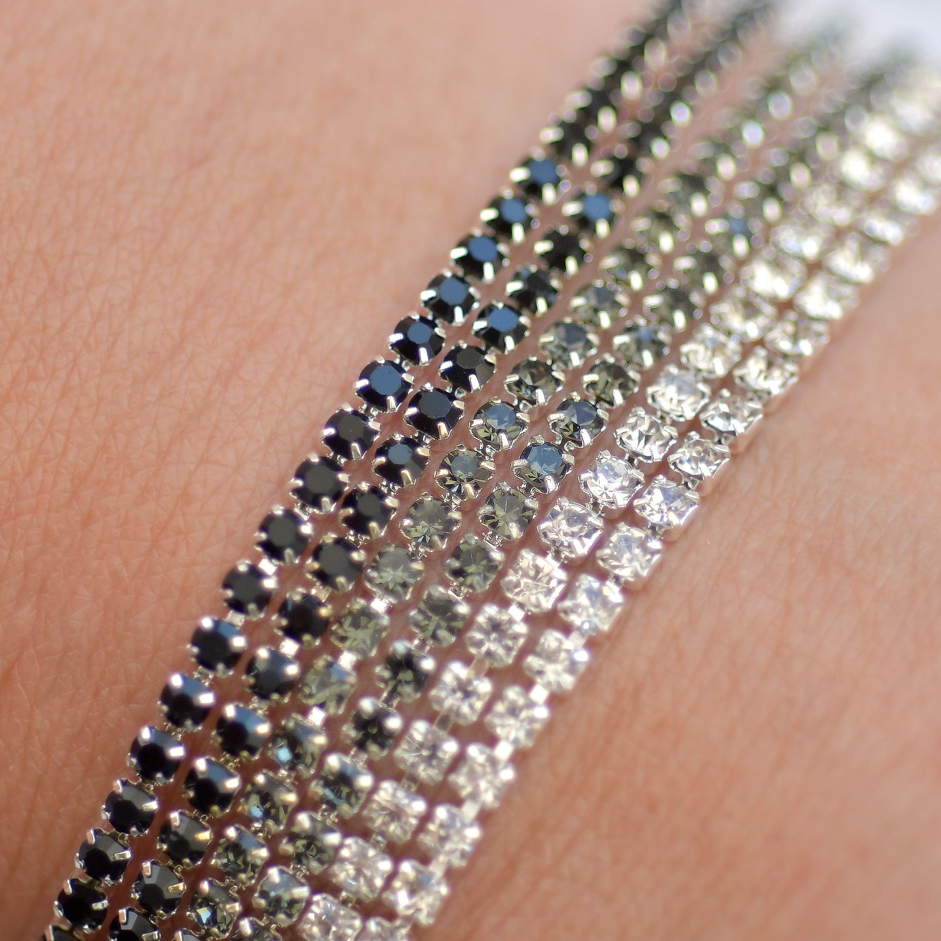 Silver 2*2 Mm Rhinestone Chain by Yard, Multicolor SS6 Silver ...