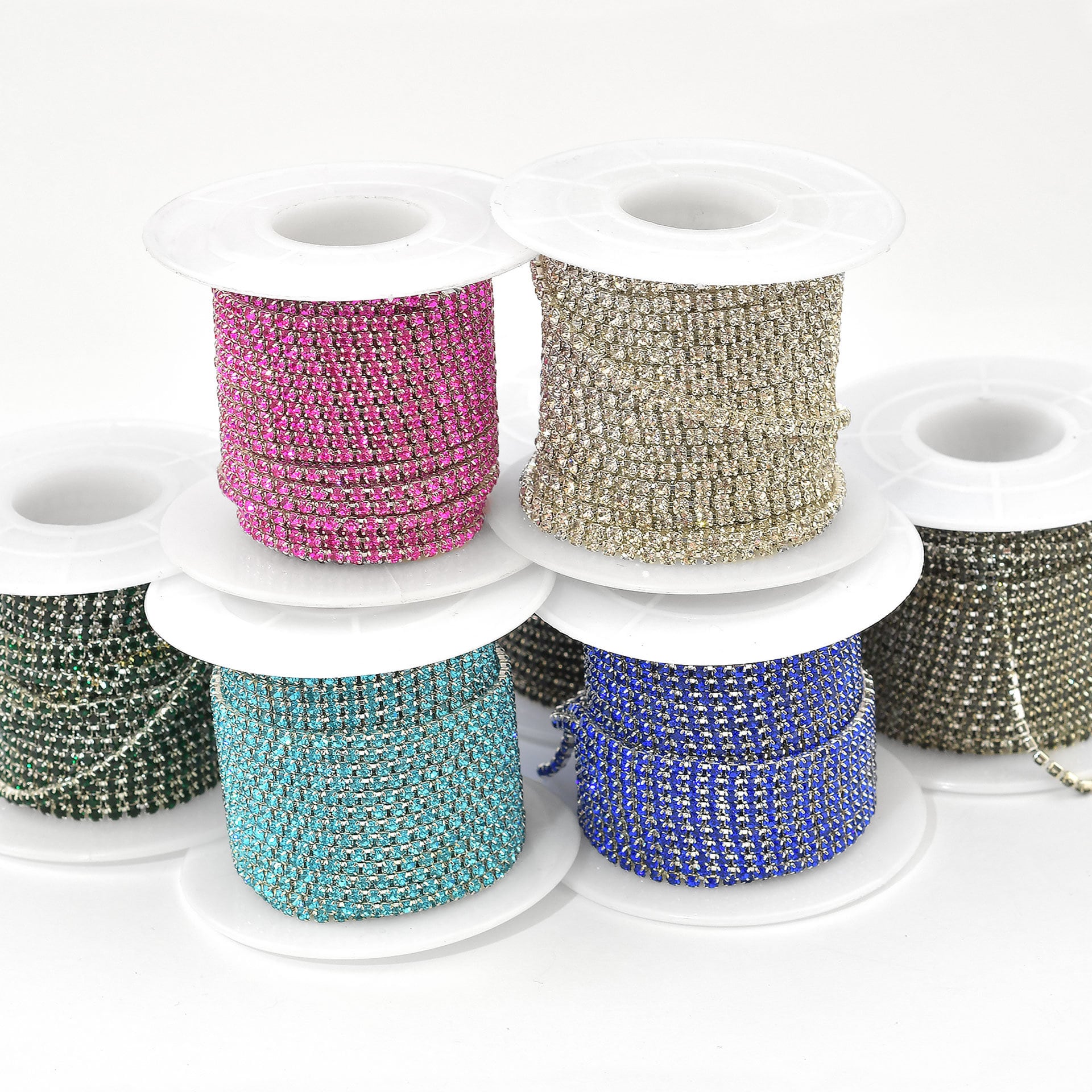 Silver 2*2 Mm Rhinestone Chain by Yard, Multicolor SS6 Silver ...