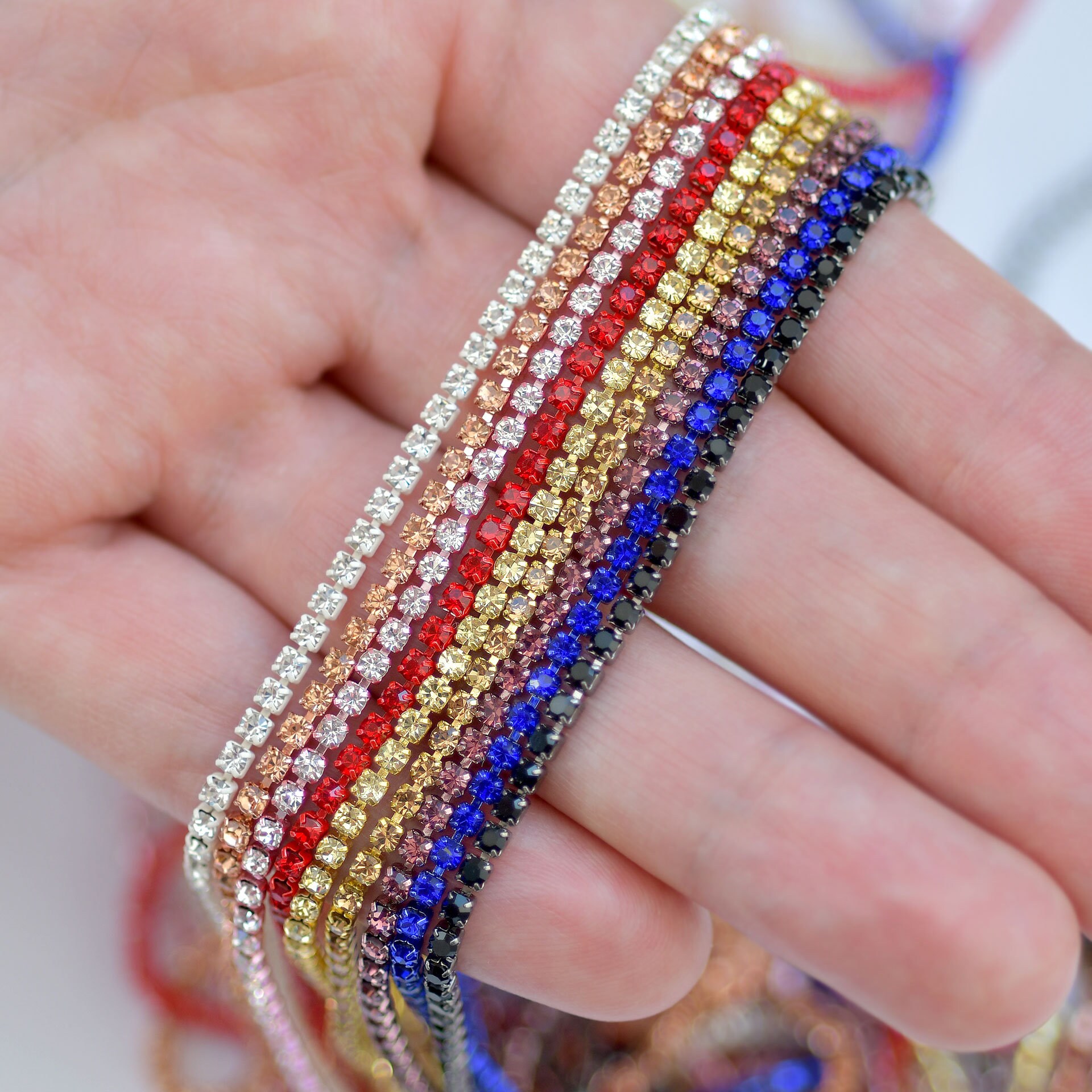 SS6 Colorful Rhinestone Chain Rhinestone Trim for Wedding - Etsy