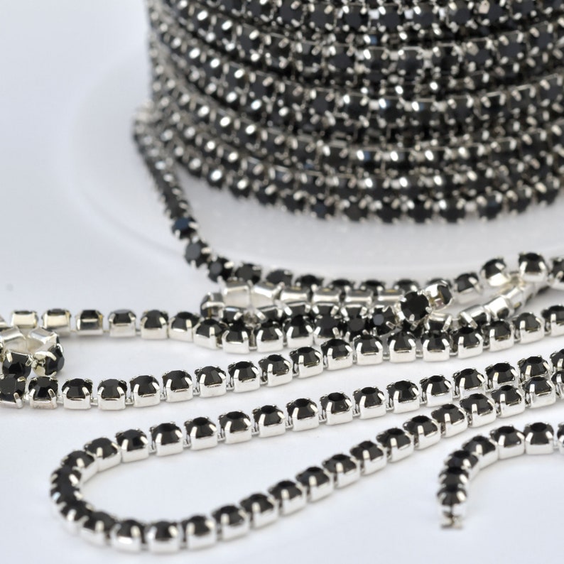 Silver 2*2 Mm Rhinestone Chain by Yard, Multicolor SS6 Silver ...