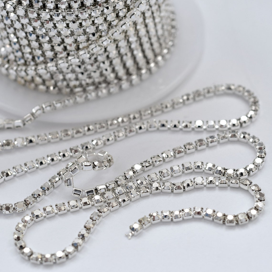 Rhinestone chain 22 mm SS6 Crystal trim with flatback | Etsy