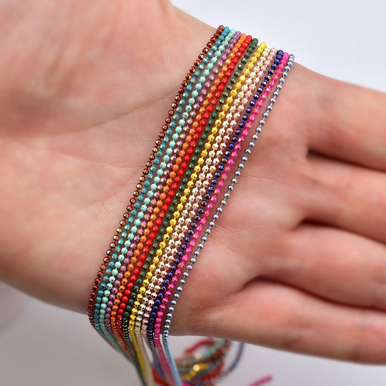 Colorful Ball Chain 1.5mm Beaded Chain Chain Necklace for - Etsy
