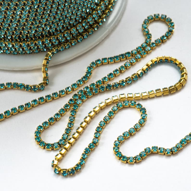 Micro Chain SS4 1/2 Yard Close Rhinestone Chain 1.5mm Close Cup Trim ...