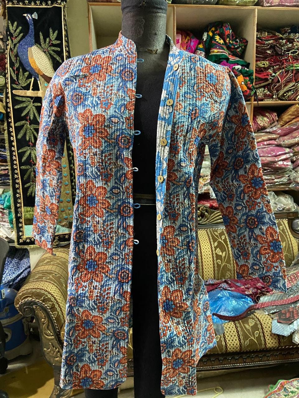 Indian Quilted Long Jacket Woman's Clothing Jacket, Kantha Jacket ...