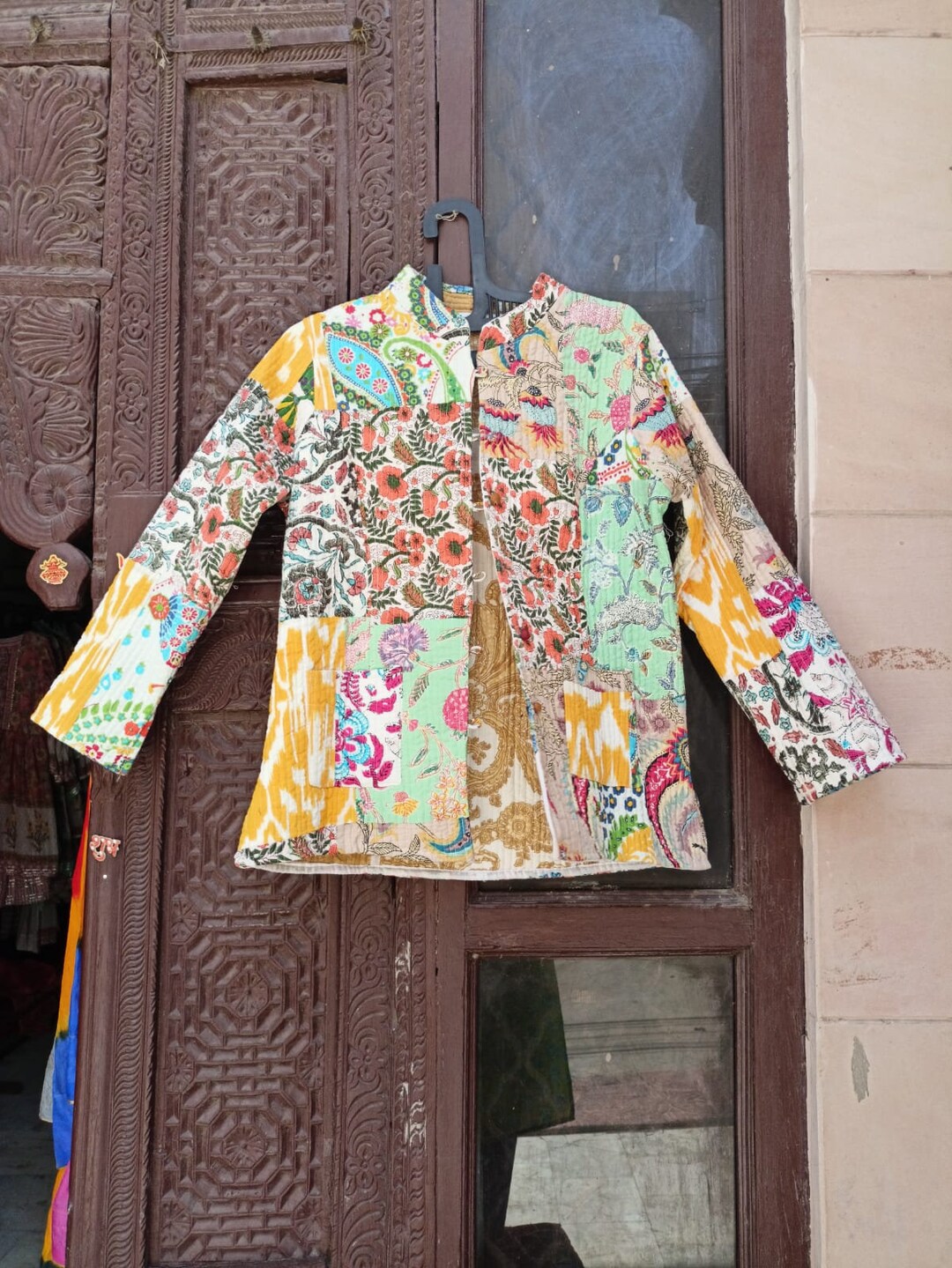 Indian Hand Block Print Quilted Jacket, Ladies Short Quilted Reversible ...