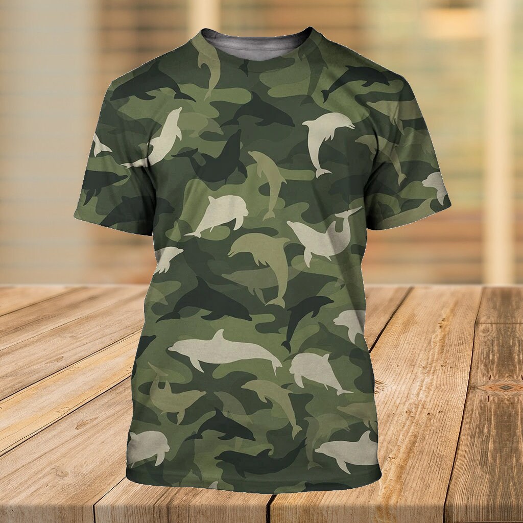 Camo Dolphins All Over Printed Shirt Camo Dolphins Full | Etsy