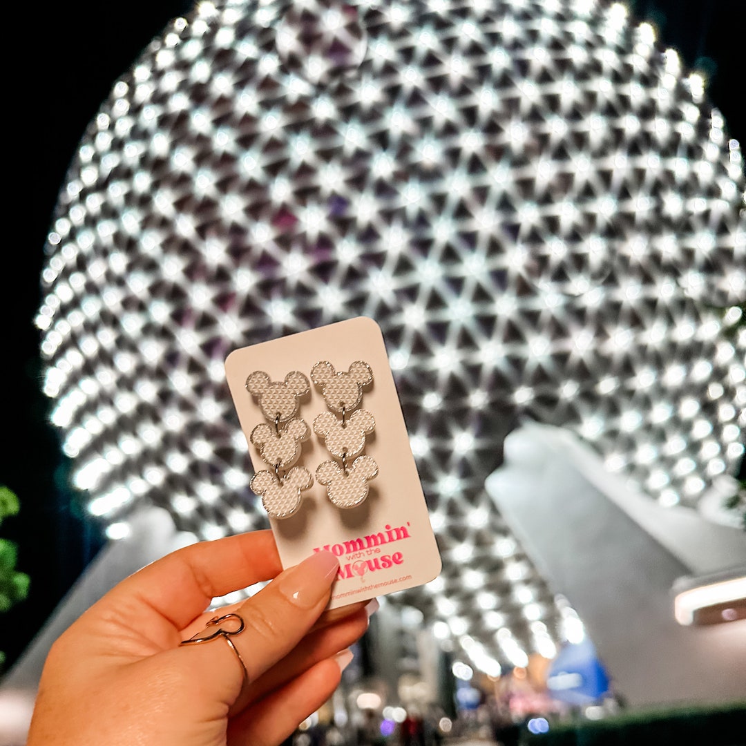 Spaceship Earth Mickey Dangle Earrings | EPCOT Earrings - Etsy