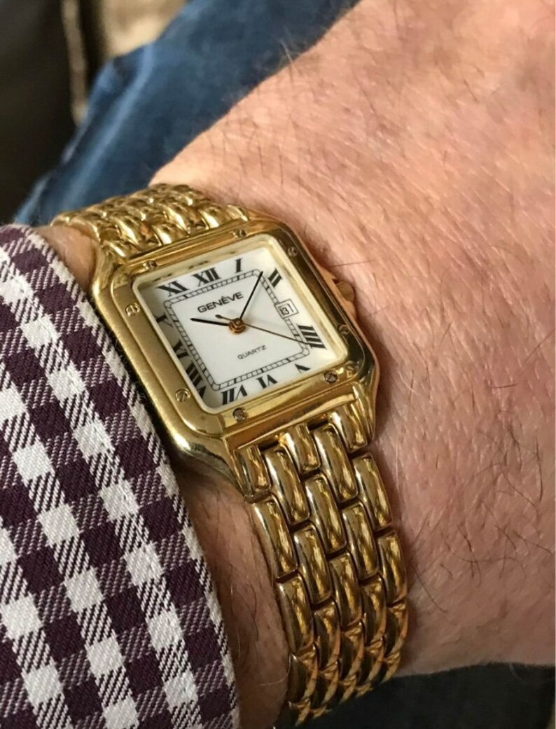 14K Gold Geneve Men Watch Waterproof - Etsy