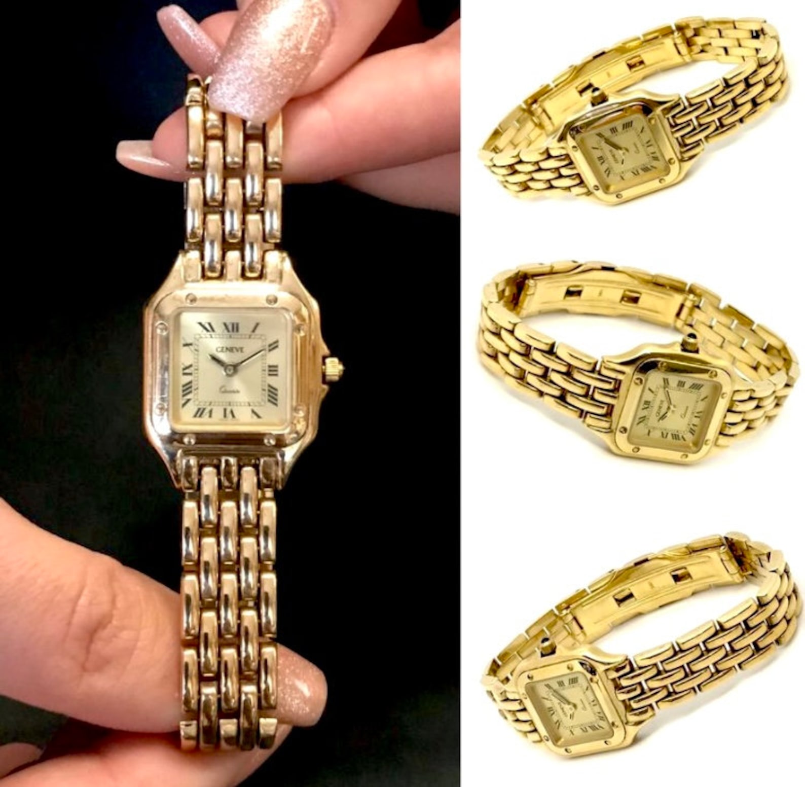 14k Gold Women Watch GENEVE With Crystal Sapphire - Etsy