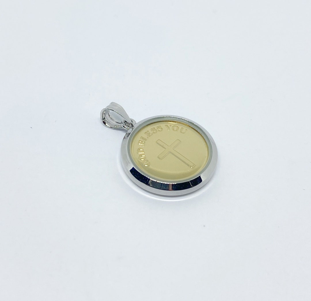 Double Faced Stainless Steel Orthodox Charm With Cross and Mother of ...
