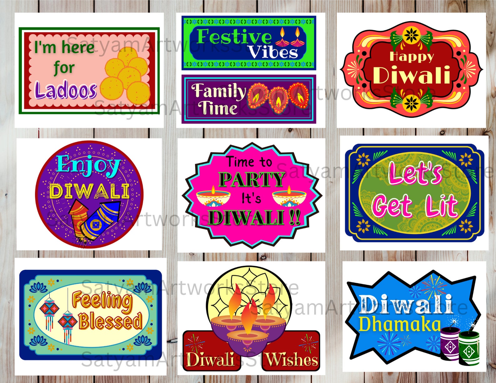 32 Diwali Themed Party Props, Diwali Photo Booth Props, Indian Festival ...