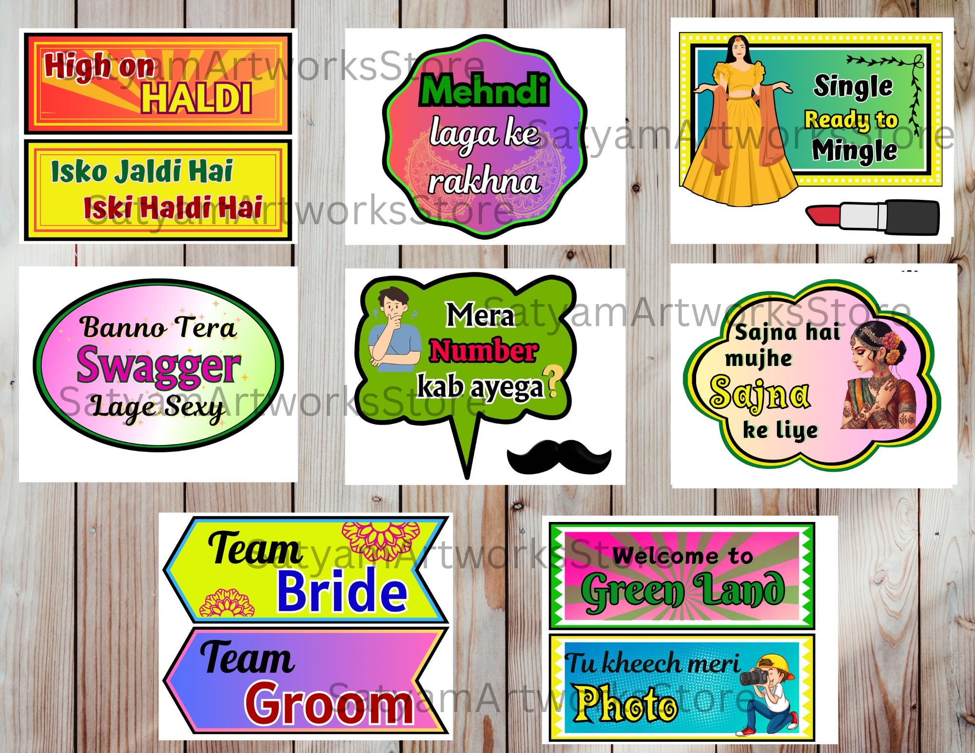 35 Indian Wedding Haldi and Mehndi Photo Booth Prop, Bollywood Wedding ...