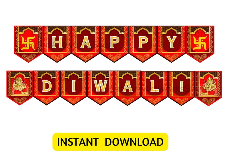 Diwali DIY Bunting, Instant Download, Printable Diwali Banner, Party ...