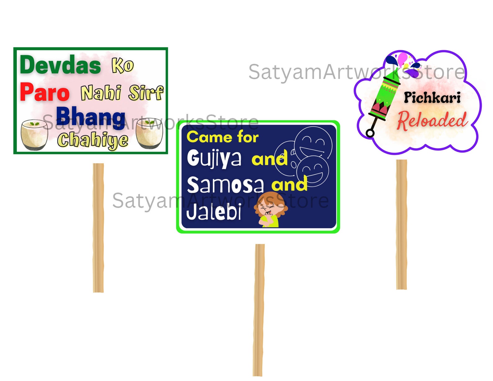 20 Holi Themed Party Props, Holi Photo Booth Props, Indian Festival ...