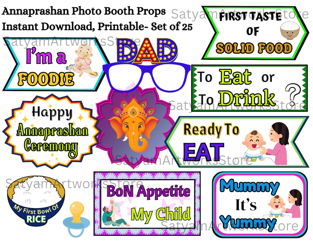 Annaprashan Props, Downloadable, Annaprashan Photo Booth Prop, Indian ...
