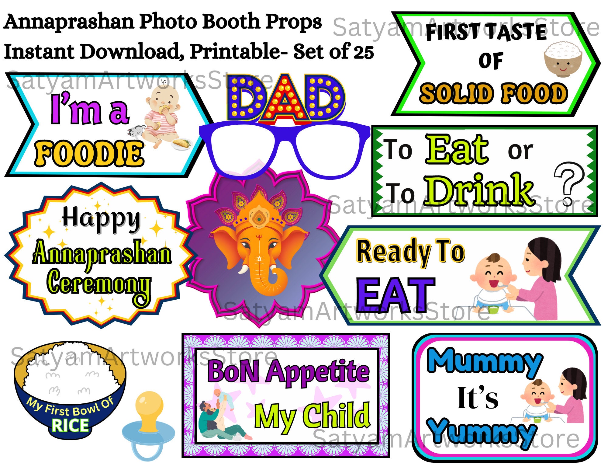 Annaprashan Props, Downloadable, Annaprashan Photo Booth Prop, Indian ...