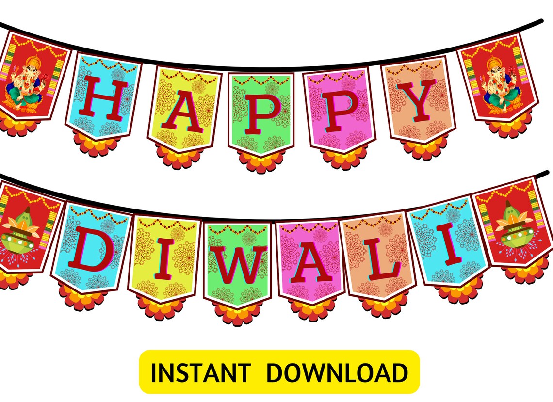 Diwali DIY Bunting Instant Download Printable Diwali Banner - Etsy