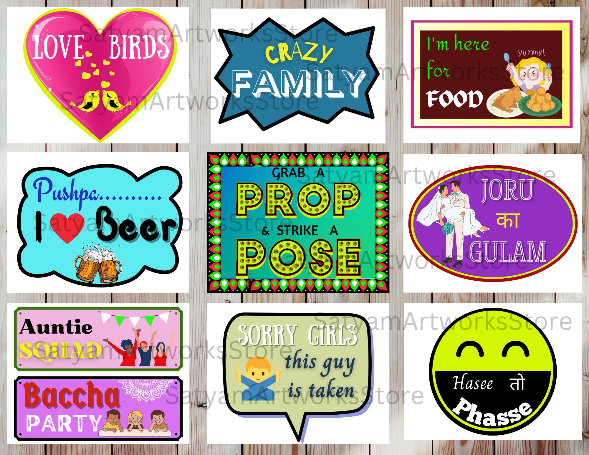 Indian Wedding Photo Booth Props: Bollywood Party Signs (digital ...